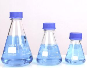 kinnose thick glass conical media storage bottles 250ml 500ml 1000ml with blue screw cap thick graduated borosilicate glass reagent container