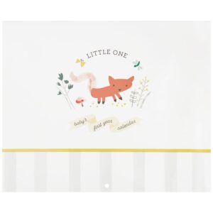 c.r. gibson ba3-24546 little one woodland gender neutral baby's first year keepsake calendar, 11" w x 18" h open, multicolor