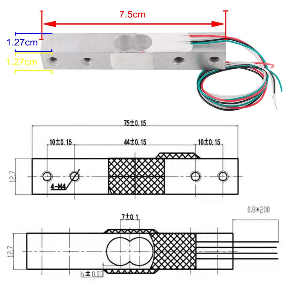 ShangHJ 20kg Digital Load Cell Weighing Sensor + HX711 AD Weighit Amplifier Module Pressure Sensor for Arduino DIY Portable Electronic Kitchen Scale Kit (20kg, HX711)