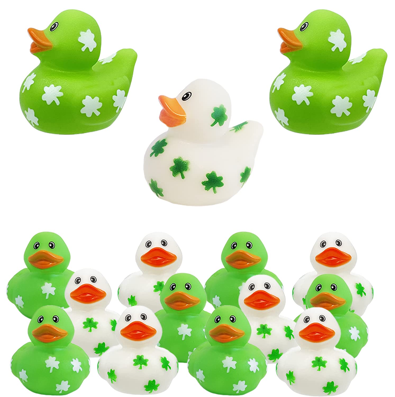 The Dreidel Company St. Patrick's Holiday Rubber Duck Toy Duckies for Kids, Bath Birthday Gifts Baby Showers Summer Beach and Pool Activity, 2" (12-Pack)