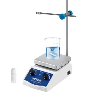 vevor sh-2 magnetic stirrer, 0-2000 rpm, 1000ml mixing capacity laboratory magnetic stirrer hotplate w/stand, 180w heating power ＆ 380°c max heating temperature, for lab liquid mixing heating