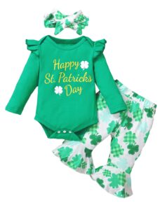 detigee baby girl happy st. patricks day outfit infant my 1st st. patricks day bodysuit (green,3-6 months)