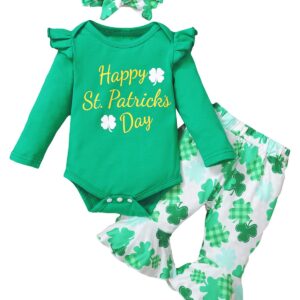 Detigee Baby Girl Happy St. Patricks Day Outfit Infant My 1st St. Patricks Day Bodysuit (Green,3-6 Months)