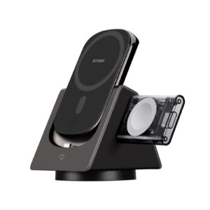 pitaka 3 in 1 charging station, apple charging station for iphone 16/15/14/13/12, air pods pro/3/2, and apple watch with portable magsafe battery pack [magez slider 2]