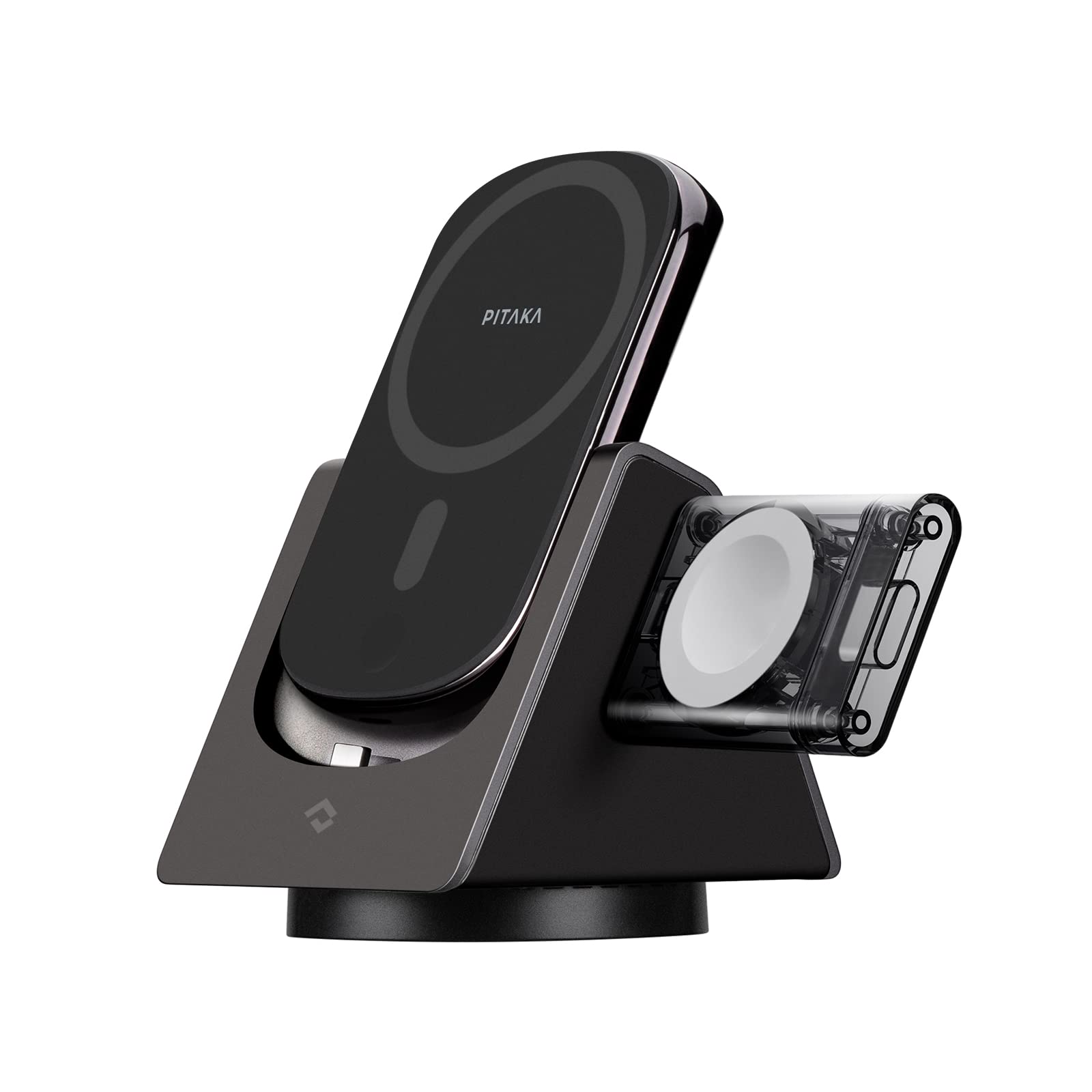 PITAKA 3 in 1 Charging Station, Apple Charging Station for iPhone 16/15/14/13/12, Air Pods Pro/3/2, and Apple Watch with Portable Magsafe Battery Pack [MagEZ Slider 2]