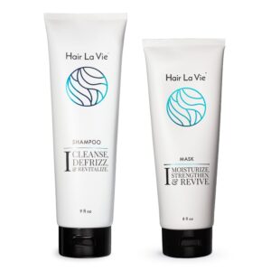 hair la vie shampoo + mask & deep conditioner | with coconut oil, argon oil, & keratin | for curly, straight, dry or heat damaged hair