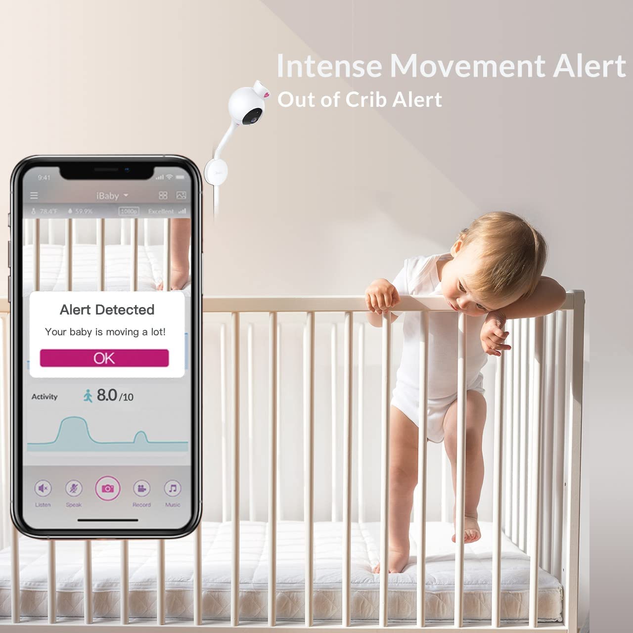 iBaby i2 Breathing Smart Baby Monitor and iBaby M8 2K Baby Camera Monitor, Night Vision, 2 Way Talk, Compatible with Smartphone.