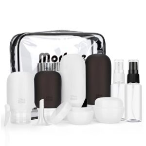 morfone 13 pack travel bottles leakproof travel containers for toiletries tsa approved silicone travel accessories squeezable refillable 2oz 3oz for cosmetic shampoo conditioner lotion (bpa free)