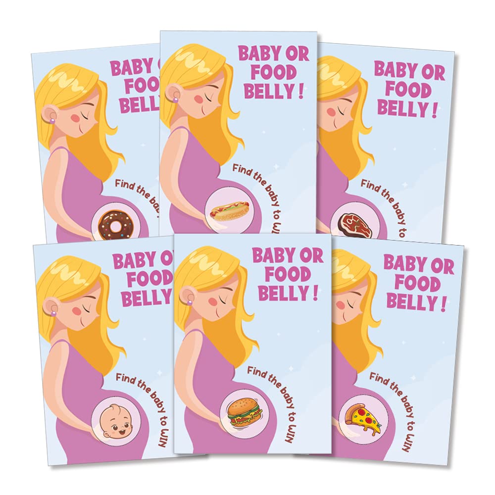 Cute Baby Shower Scratch off Cards Games, Baby or Food Belly,Scratch Off Lottery Sticket Raffle Cards Baby Shower Game - Funny Tickets 5 Winners Card and 5 Different Loserc Card Designs, 45 Cards