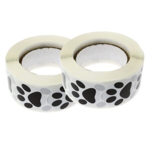 RLECS 2pcs Self Adhesive Label Sticker 2.5cm Black Paw Prints Stickers Envelope Seals for Children