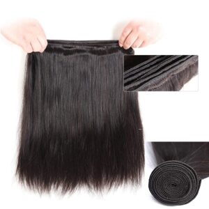 K KF BEAUTY U 10A Straight Hair Bundles 20 22 24 Inch Brazilian Human Hair Bundles 100% Unprocessed Virgin Hair Straight Weave Hair Bundles Natural Color Human Hair 3 Bundles