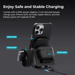 PITAKA 3 in 1 Charging Station, Apple Charging Station for iPhone 16/15/14/13/12, Air Pods Pro/3/2, and Apple Watch with Portable Magsafe Battery Pack [MagEZ Slider 2]