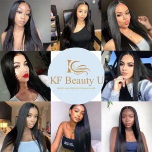 K KF BEAUTY U 10A Straight Hair Bundles 20 22 24 Inch Brazilian Human Hair Bundles 100% Unprocessed Virgin Hair Straight Weave Hair Bundles Natural Color Human Hair 3 Bundles