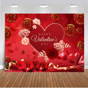 chaiya 8x6ft valentine's day photography backdrop red love heart romantic red rose flowers bokeh valentine's day wedding bridal shower party decor banner cy-199