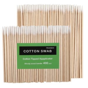 preskboo 400 count microblading cotton swab, cotton swabs pointed tip, cotton swabs wood sticks, cotton tipped applicator, tattoo permanent supplies, makeup cosmetic applicator sticks