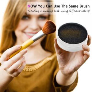 2 Pack Makeup Brush Cleaner Sponges - Switch Eyeshadow Colors Immediately & Dry Clean Makeup Brushes, Portable Cleaning Case for Home and Travel (2Pcs Black acticarbon scrubbing sponge)