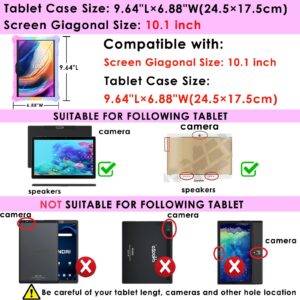 DETUOSI Silicone Case Compatible with Dragon Touch Notepad K10, 10 inch Universal Tablet Case, Multi-Angle Protective Cover for ZONKO K105 10 inch, Winsing 10 with Strap & Stylus Pen, Rainbow