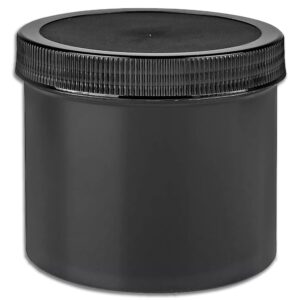 32 oz black round wide-mouth plastic jars - pack of 3 bpa free cosmetic containers and lids for beauty, hair, make up products, medicines, small parts, empty food storage container