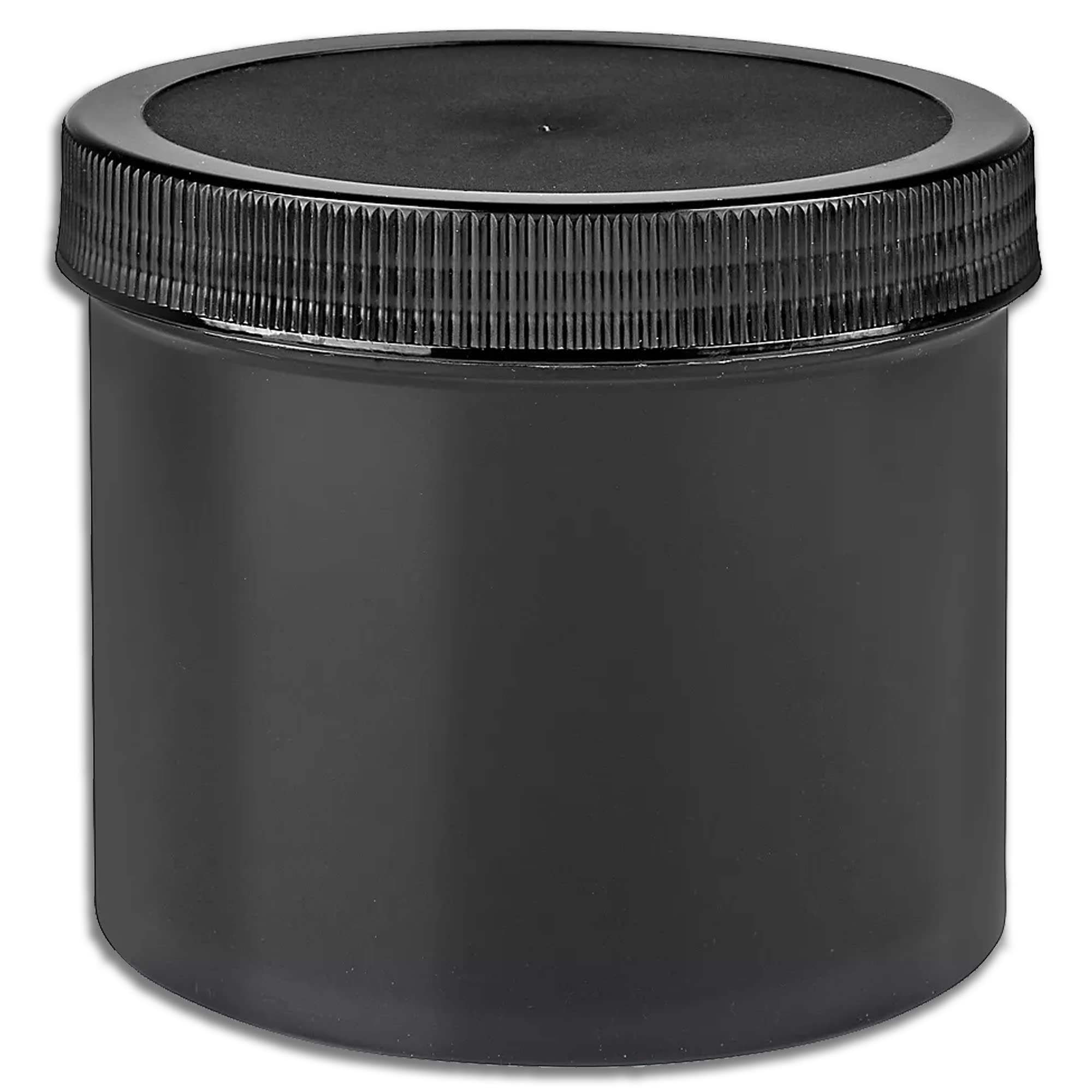 32 oz Black Round Wide-Mouth Plastic Jars - Pack of 3 BPA Free Cosmetic Containers and Lids for Beauty, Hair, Make Up Products, Medicines, Small Parts, Empty Food Storage Container