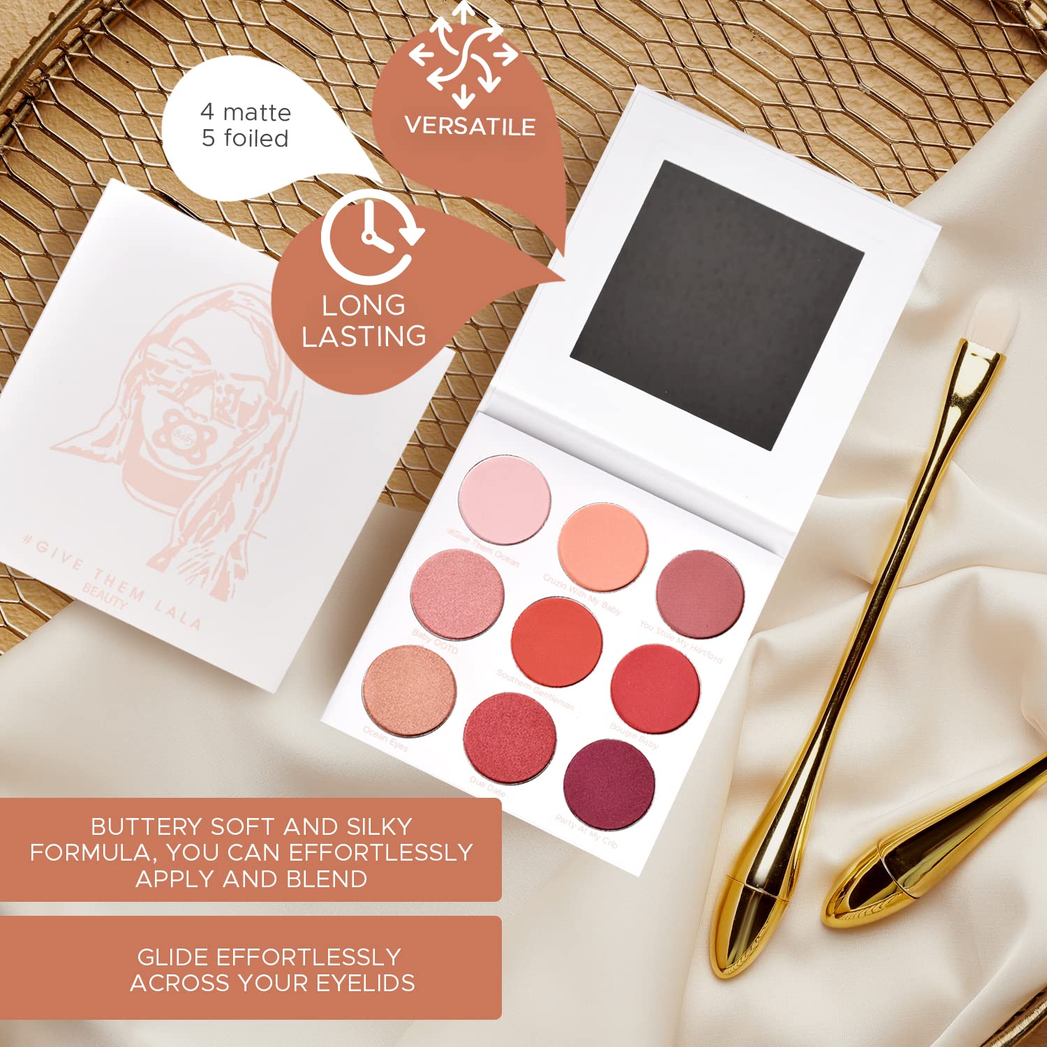 GIVE THEM LALA Beauty Eyeshadow Palette | Highly Pigmented Long Lasting Blendable Natural Eye Shadow Make Up Colors | Cruelty Free Beauty Products By Lala Kent (The Pretty Palette)