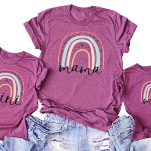 Mama and Mini Rainbow T-Shirt Mommy and Me Shirts Mama Mini Matching Tee Boho Rainbow Shirt Mother and Daughter Shirt