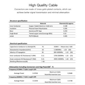 eifagur N Type Female to RP-SMA Male SMA Male 10ft KSR400 Ultra Low Loss Extension Cable for WiFi 4G LTE LoRa Antenna Nebra RAK Bobcat Helium Hotspot HNT Miner Ming Antenna