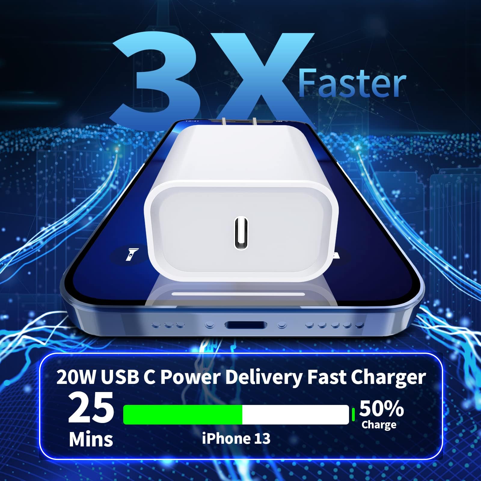 【MFi Certified】iPhone 14 Charger Fast Charging, Rombica 2Pack 20W PD USB-C Power Wall Charger Adapter with 6FT Type-C to Lightning Cable Compatible for iPhone 14 Pro 14 Pro Max 13 12 11 XS XR X 8 iPad