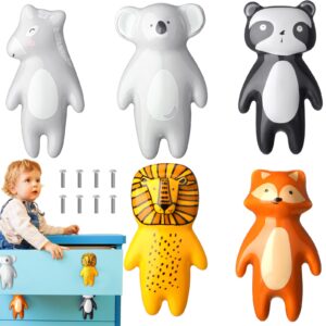 5 pieces cute animal knobs kid handles ceramic knobs child drawer pulls animal cabinet handles lovely cupboard knobs nursery drawer handle with screws for room bedroom bathroom kitchen door dressers