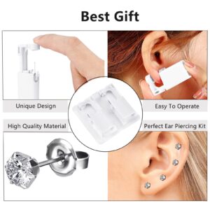 HYJLPAF Safety Ear Piercing Kit – 4 Pack Disposable Self Ear Piercing Gun with 5mm Silver Earring Studs