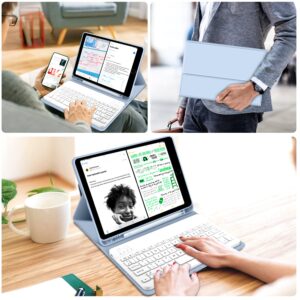 JKSML 10.2 inch Keyboard Case for iPad 9th/8th/7th Generation, 2021/2020/2019 Gen Case with Pencil Holder, Stand Folio Detachable Bluetooth Keyboard TPU Case for iPad 10.2'' 9th/8th/7th, White ice