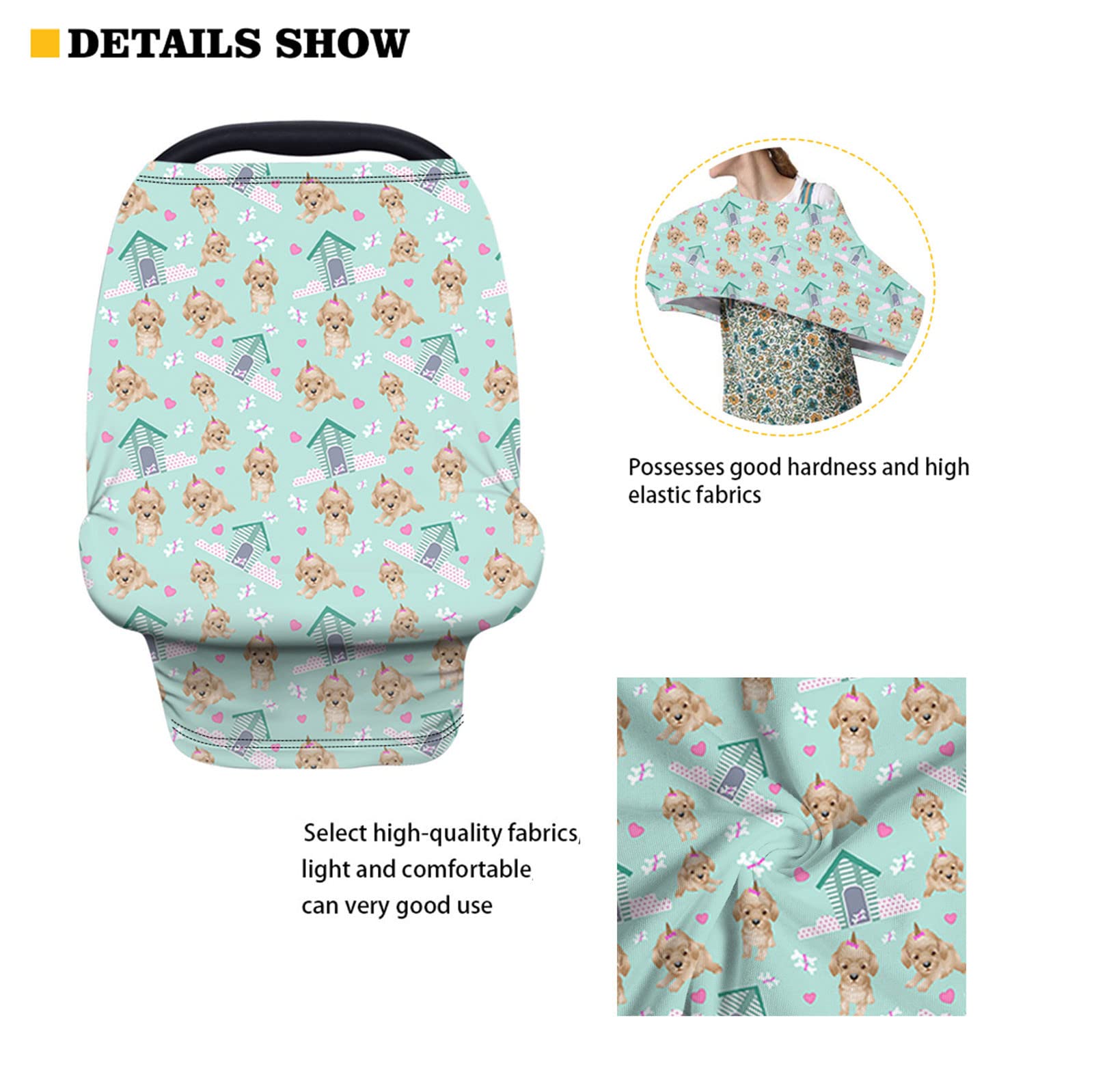 Upetstory Cartoon Owl Nursing Cover Car Seat Canopy,Soft Breathable Stroller Covers for Breastfeeding Infants,Multiuse-Nursing Stretchy Scarf for Baby Girls Boys