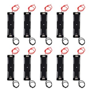 aediko 10pcs 18650 battery holder 18650 battery clip 1 slots 3.7v plastic 18650 battery storage box case with connect cable