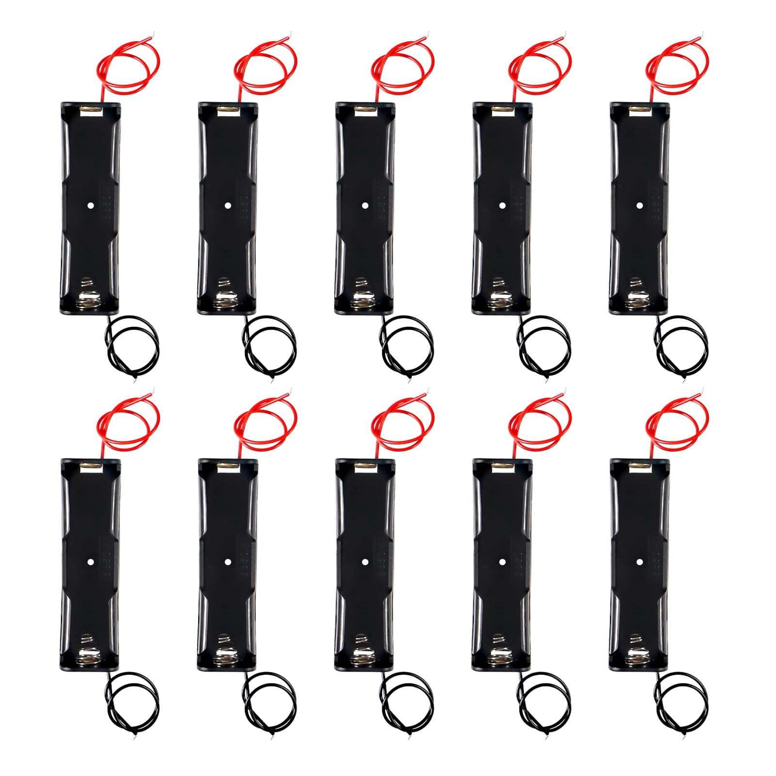 AEDIKO 10pcs 18650 Battery Holder 18650 Battery Clip 1 Slots 3.7V Plastic 18650 Battery Storage Box Case with Connect Cable