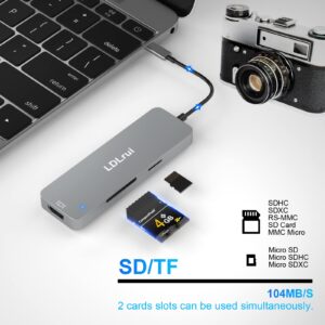 (4K 60Hz) USB C to HDMI Hub, 7-in-1 USB C Hub Multiport Adapter for MacBook Air, MacBook Pro, XPS, Other USB-C Laptops (4K HDMI, 10Gbps USB C & USB A, 100W PD, SD/TF Card Reader)