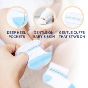 Organic Baby Socks 0-6 Months - 12 Pairs, Cotton Infant Socks, Unisex, Soft & Hypoallergenic Newborn Socks, (US, Age, 0 Months, 6 Months, 12, Blue - Gray - White)