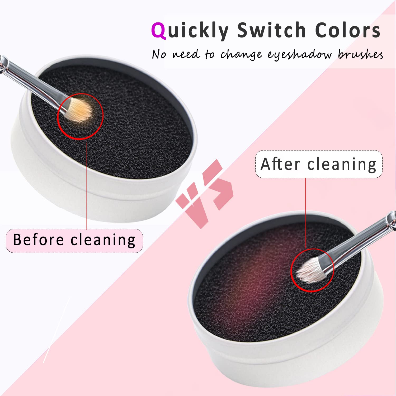 2 Pack Makeup Brush Cleaner Sponges - Switch Eyeshadow Colors Immediately & Dry Clean Makeup Brushes, Portable Cleaning Case for Home and Travel (2Pcs Black acticarbon scrubbing sponge)