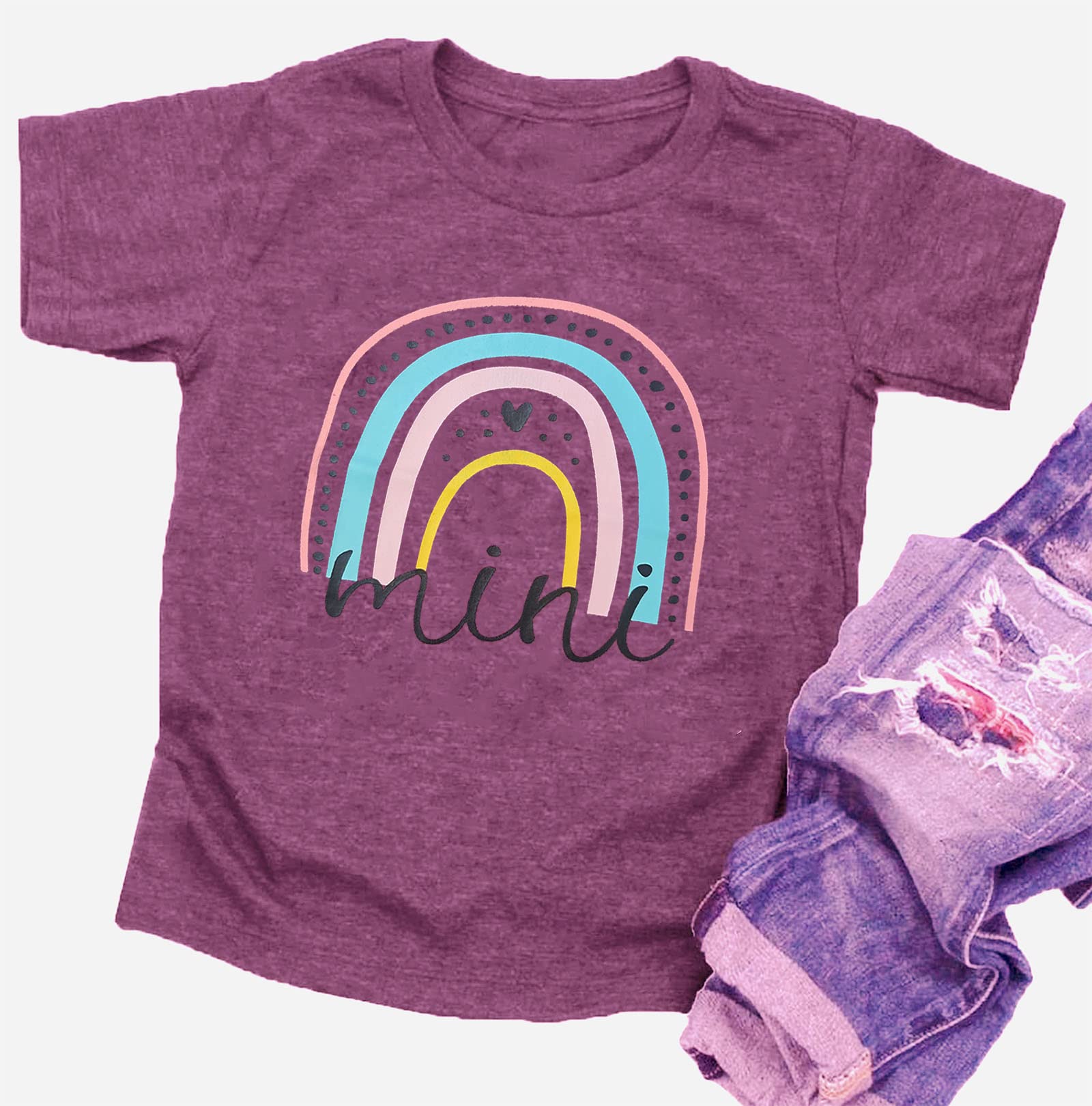 Mama and Mini Rainbow T-Shirt Mommy and Me Shirts Mama Mini Matching Tee Boho Rainbow Shirt Mother and Daughter Shirt