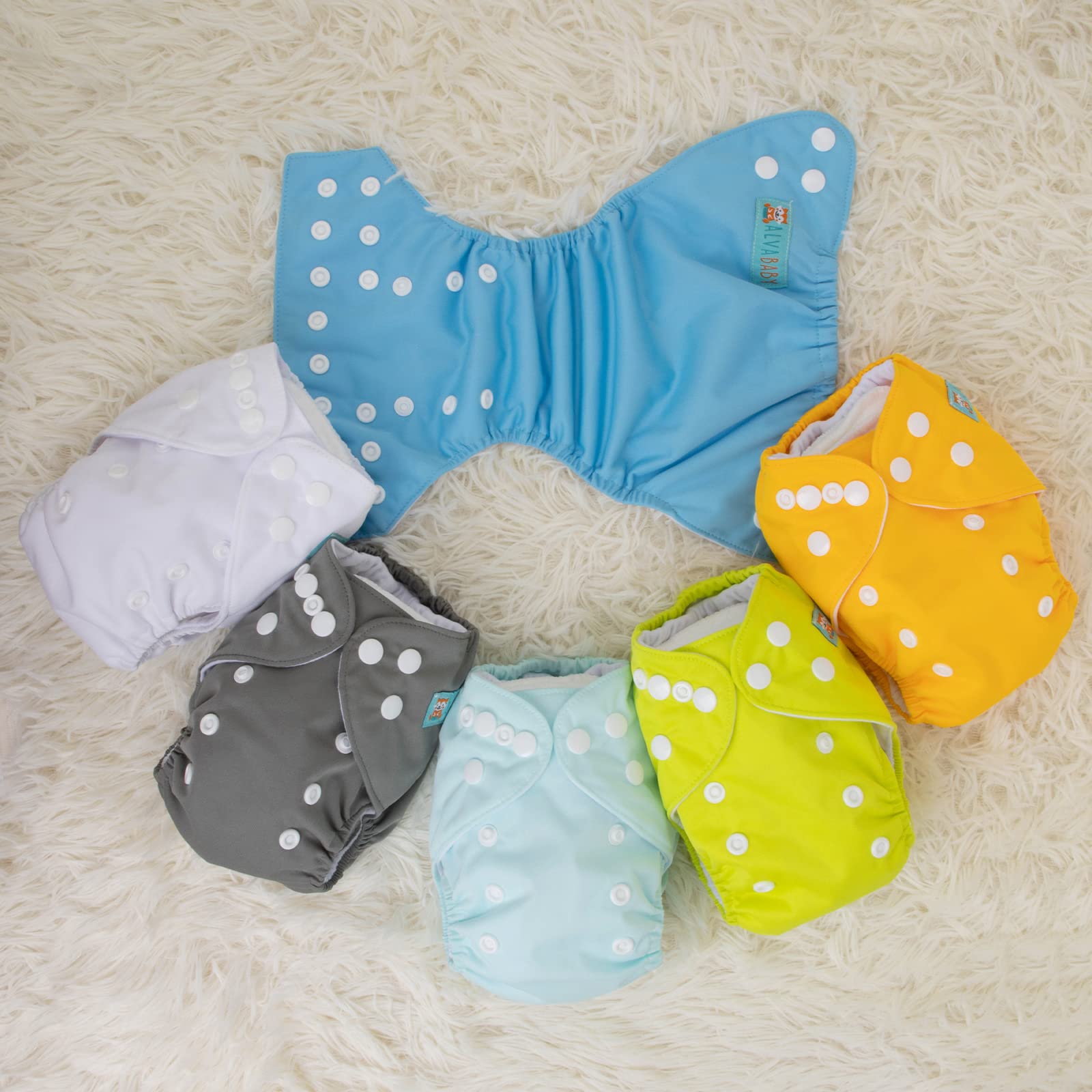 ALVABABY Newborn Cloth Diapers for Less Than 12 pounds Baby Pocket Hook and Loop Closure Cloth Diapers Nappy 6pcs with 12 Inserts 6VBS100