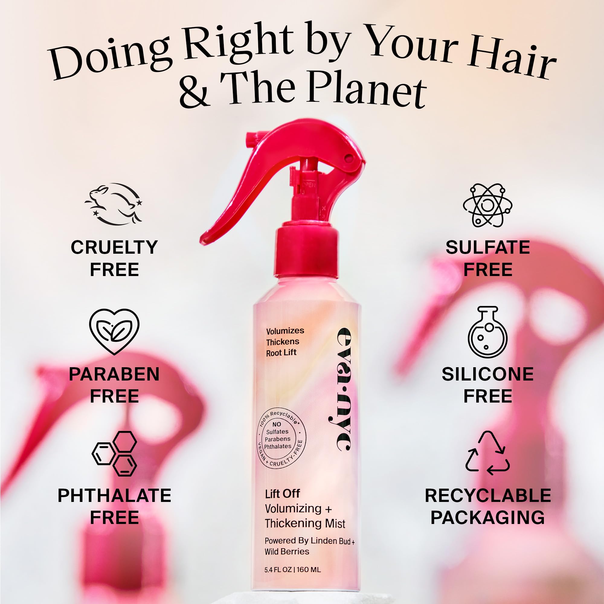 "EVANYC Lift Off Volumizing + Thickening Hair Mist, 5.4 Fl Oz -Styling Sprays for Fine , Long-Lasting Volume, Vegan, GMO, Sulfate,Paraben, Cruelty-Free"