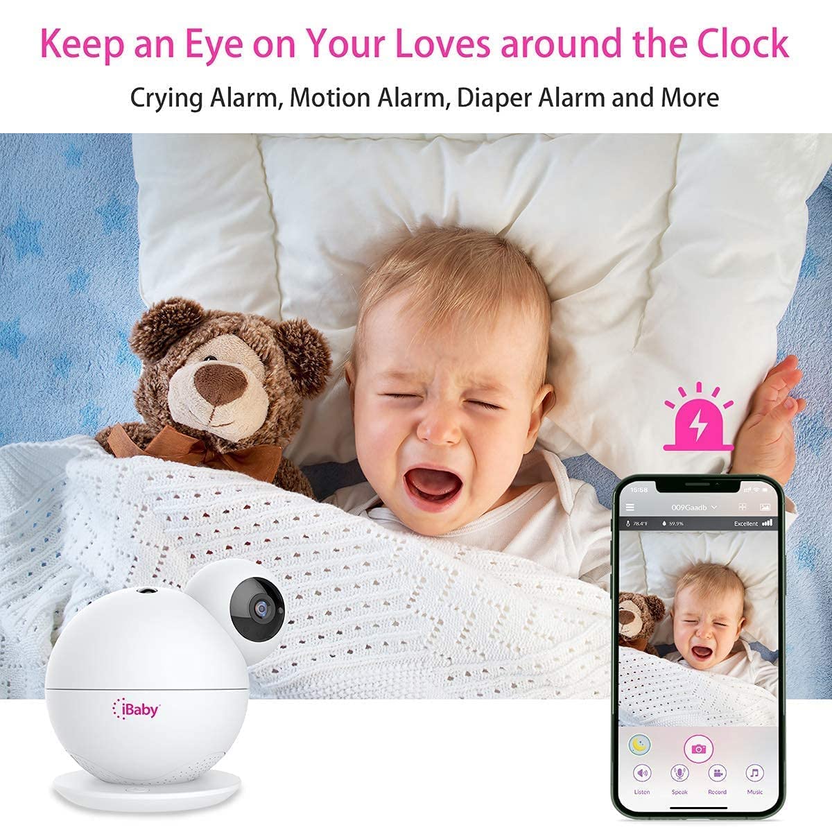 iBaby i2 Breathing Smart Baby Monitor and iBaby M8 2K Baby Camera Monitor, Night Vision, 2 Way Talk, Compatible with Smartphone.