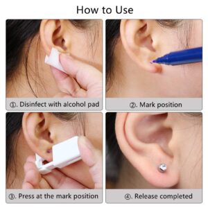 HYJLPAF Safety Ear Piercing Kit – 4 Pack Disposable Self Ear Piercing Gun with 5mm Silver Earring Studs