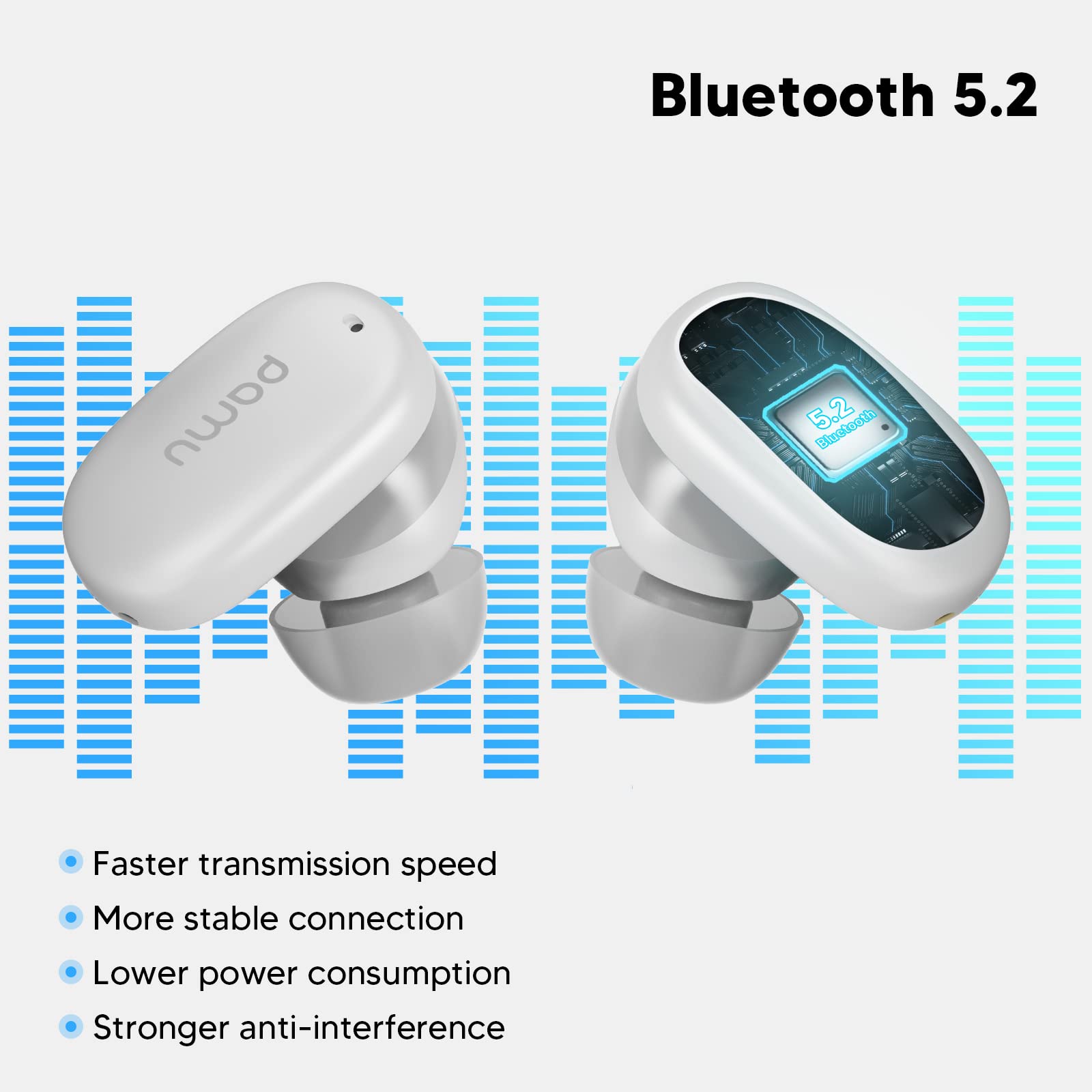 Pamu Z1 Wireless Earbuds Active Noise Cancelling Earphones Bluetooth 5.2 with Dual ANC 4 Mics ENC, in-Ear Headphones with Charging Case Hi-Fi Sound, Low Latency Game Mode, Touch Control (Grey)