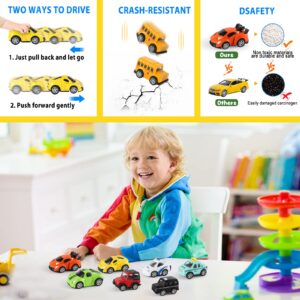 Mathea Car Toys for 1-Year-Old Boy (with Carpet) Pull Back Vehicle Car Set Metal Die-cast Friction Powered Cars Birthday Gift for 1 2 3 Year-Old Boys Girls