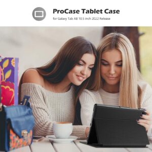 ProCase Case for Galaxy Tab A8 10.5 2022 Release SM-X200 X205 X207, Slim Stand Protective Case Smart Folio Cover for Galaxy Tab A8 10.5 Inch 2022 Model -Black