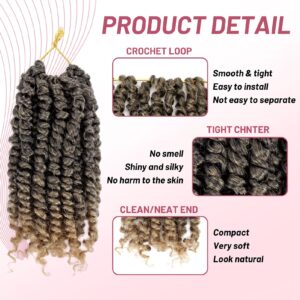 Pre-twisted Passion Twist Crochet Hair 8 Inch 8 Pack Pre-looped Crochet Passion Twist Hair Short Crochet Hair for Women Boho Crochet Hair Braids 1B/27