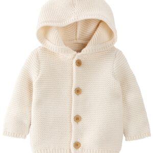 little planet by carter's unisex-baby Organic Cotton Signature Stitch Cardigan, Cream, 24 Months