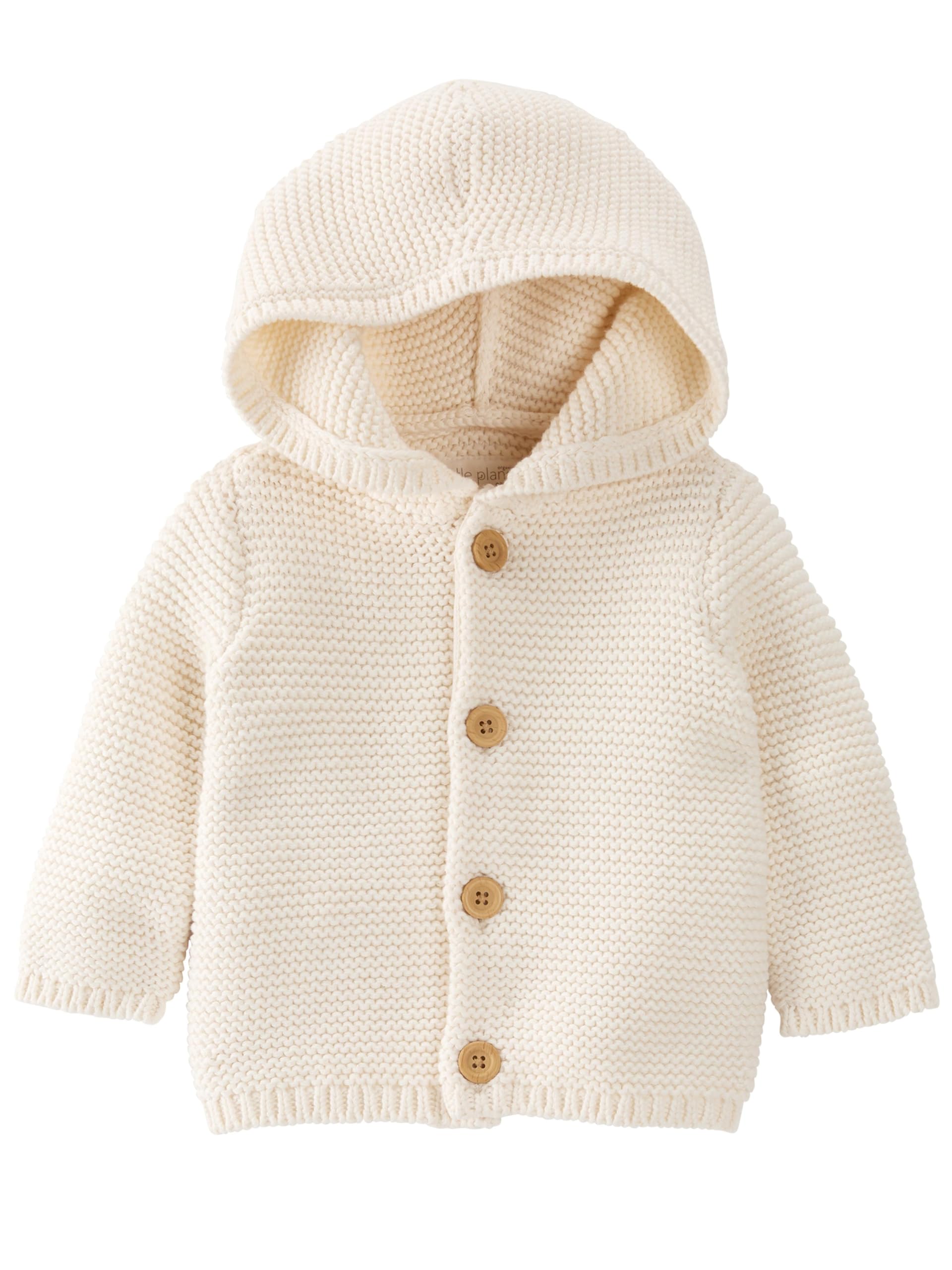 little planet by carter's unisex-baby Organic Cotton Signature Stitch Cardigan, Cream, 24 Months