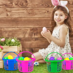 12 PCS Easter Baskets Empty for Kids, Plastic Bulk Baskets for Easter Eggs Hunts, Easter Bucket Bags for Kids Classroom Collecting Easter Eggs Party Favor, Easter Baskets Stuffers Filled for Toddler