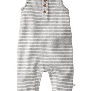 little planet by carter's unisex-baby Terry Jumpsuit made with Organic Cotton, Grey Stripes, 3 Months