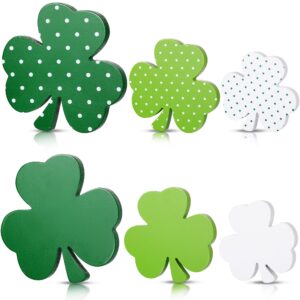 3 pieces st patricks day table wooden signs shamrocks wooden sign irish themed freestanding table decorations for desk office home party decoration tray decor (lovely style)